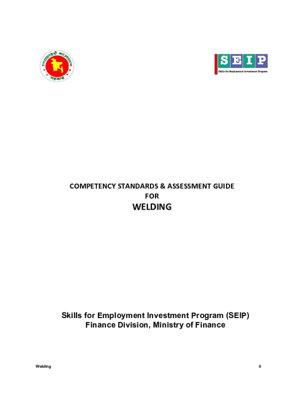 (PDF) Competency Standard and Assessment Guide for Welding- Light Engineering Sector