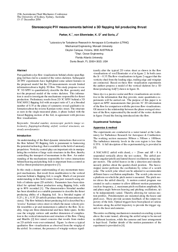 (PDF) Stereoscopic PIV measurements behind a 3D flapping foil producing thrust
