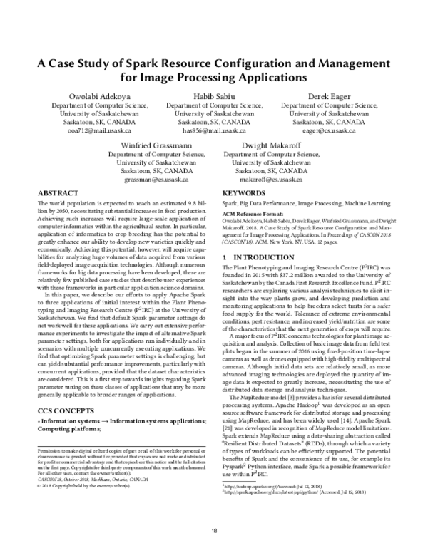 (PDF) A case study of spark resource configuration and management for image processing applications