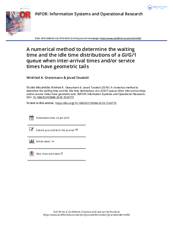 (PDF) A numerical method to determine the waiting time and the idle ...