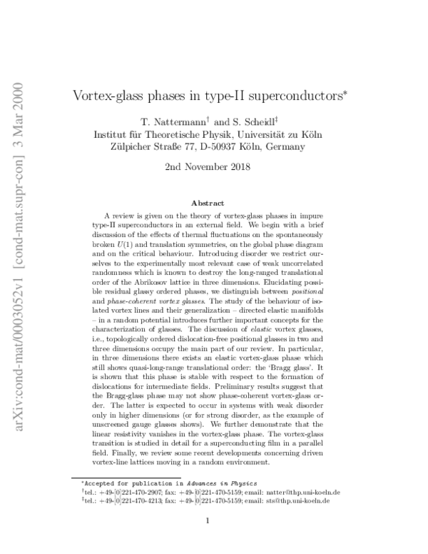 (PDF) Vortex-glass phases in type-II superconductors