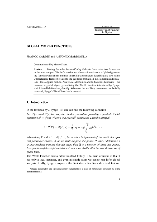 (PDF) Global World Functions