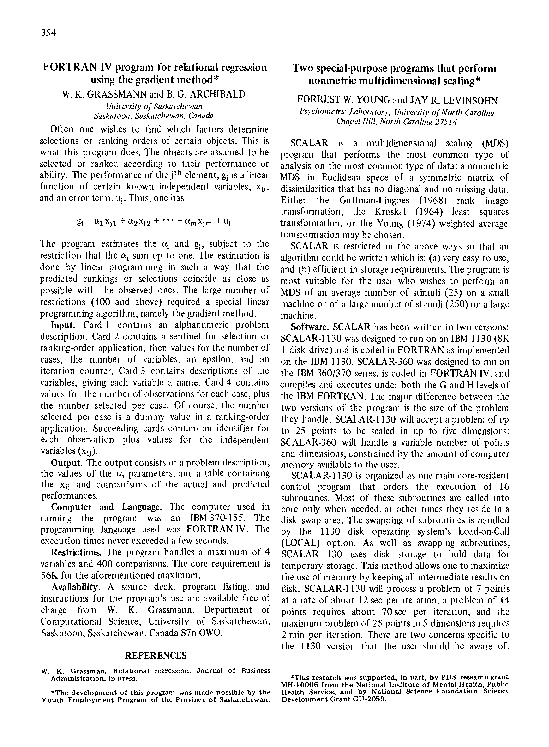 Pdf Fortran Iv Program For Relational Regression Using The Gradient 0257