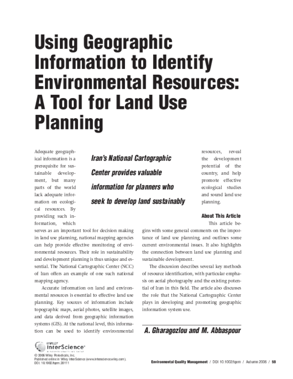 (PDF) Using geographic information to identify environmental resources ...