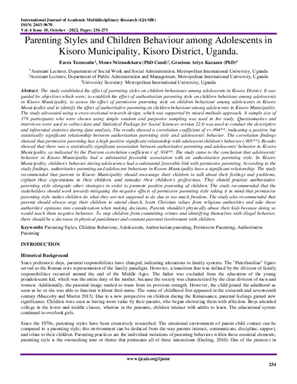 (PDF) Diana Baumrind's Parenting Style and Child's Academic Performance: A Tie-in | JEWISH A R A ...