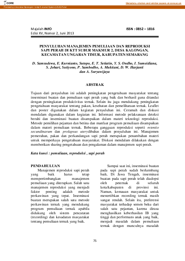 (PDF) Penyuluhan Manajemen Pemuliaan Dan Reproduksi Sapi Perah DI KTT ...