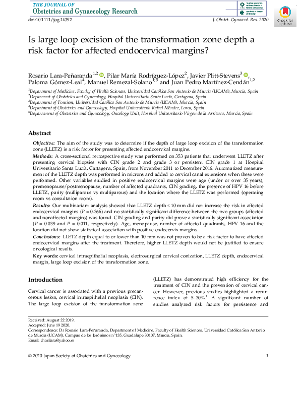 (PDF) Is large loop excision of the transformation zone depth a risk ...