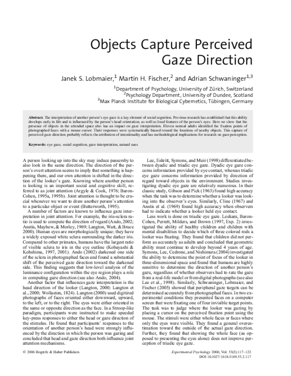 (PDF) Objects Capture Perceived Gaze Direction