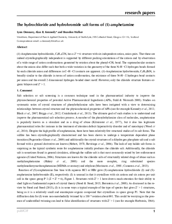 (PDF) The hydrochloride and hydrobromide salt forms of ( S )-amphetamine
