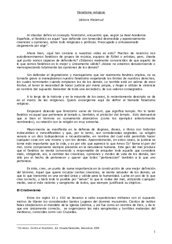 (PDF) Fanatismo religioso