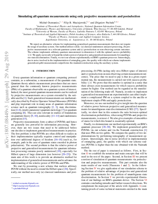 (PDF) Simulating all quantum measurements using only projective measurements and postselection