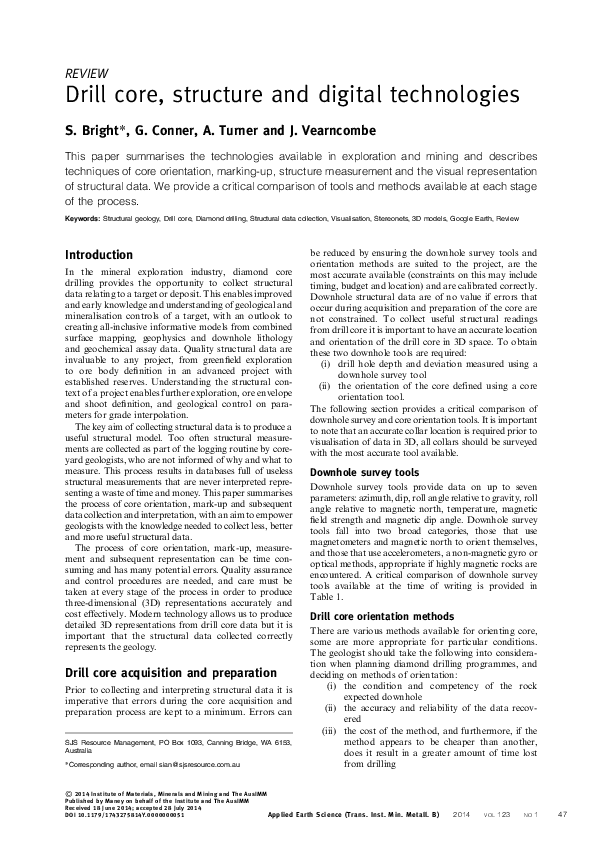 (PDF) Drill core, structure and digital technologies