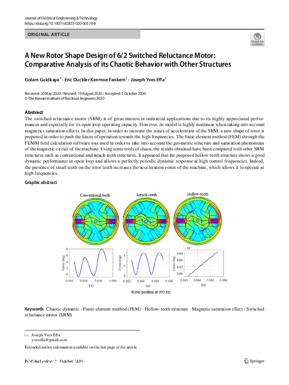 Pdf A New Rotor Shape Design Of 6 2 Switched Reluctance Motor Comparative Analysis Of Its