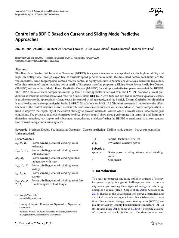 (PDF) Control of a BDFIG Based on Current and Sliding Mode Predictive Approaches