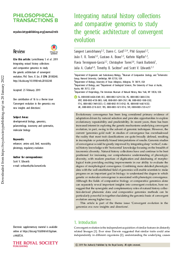 (PDF) Integrating natural history collections and comparative genomics ...