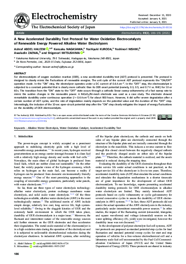 (PDF) A New Accelerated Durability Test Protocol for Water Oxidation ...