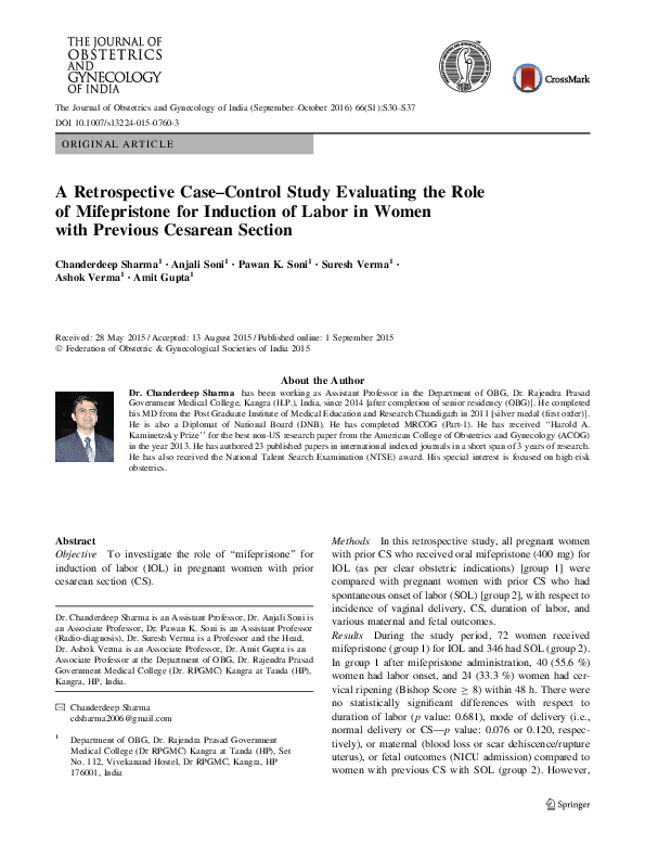 (PDF) A Retrospective Case–Control Study Evaluating the Role of Mifepristone for Induction of ...