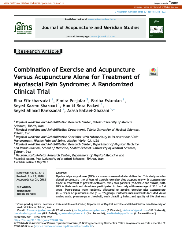 (PDF) Combination of Exercise and Acupuncture Versus Acupuncture Alone ...
