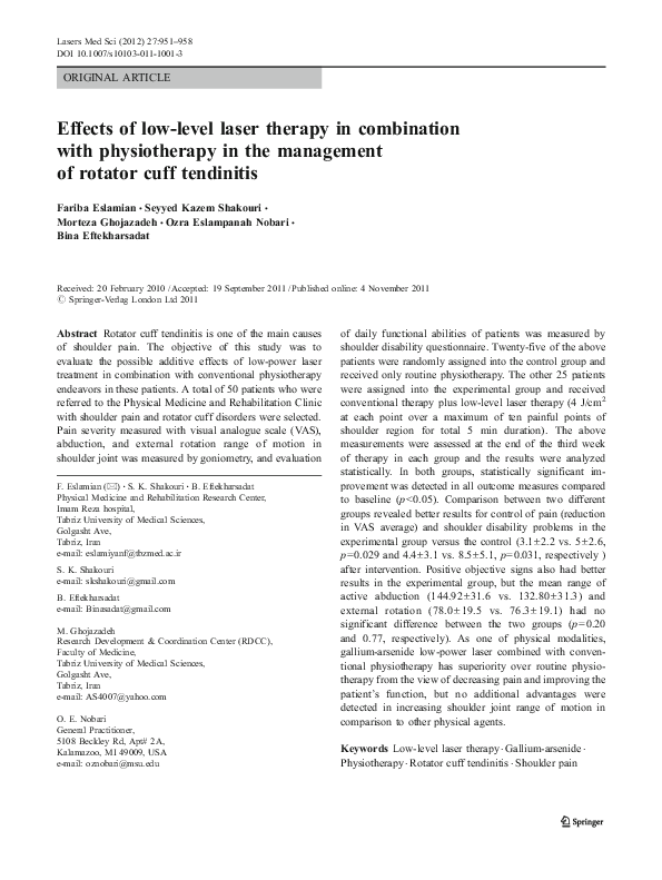 (PDF) Effects of low-level laser therapy in combination with ...