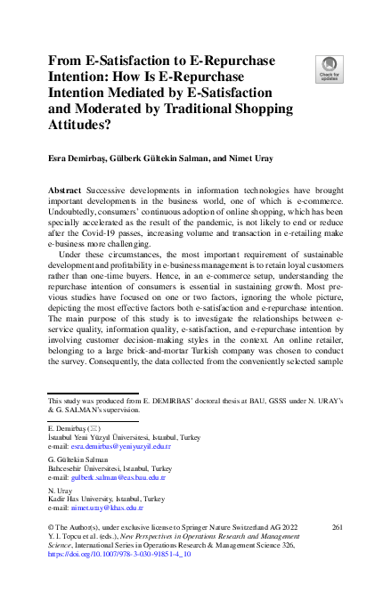 (PDF) From E-Satisfaction to E-Repurchase Intention: How Is E ...