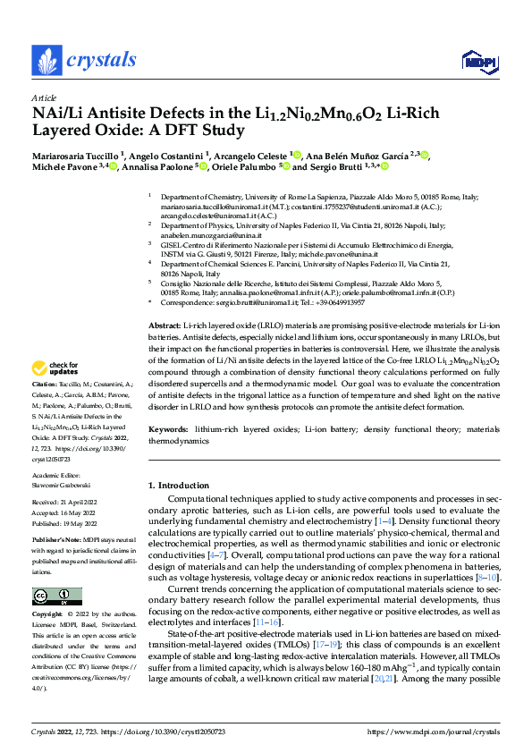 (PDF) NAi/Li Antisite Defects in the Li1.2Ni0.2Mn0.6O2 Li-Rich Layered ...