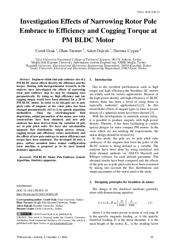 (PDF) Investigation Effects of Narrowing Rotor Pole Embrace to ...
