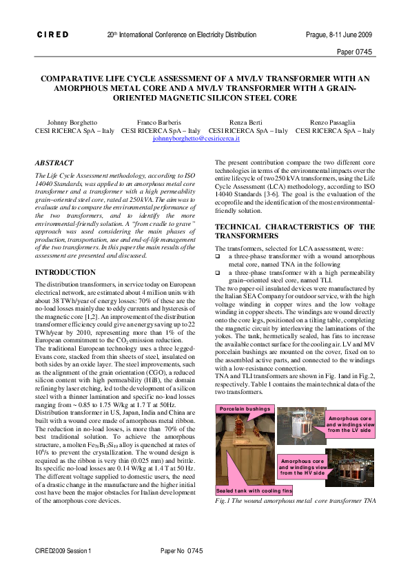 (PDF) Comparative life cycle assessment of a MV/LV transformer with an ...