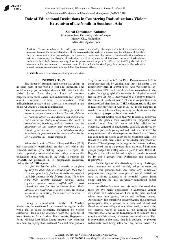 (PDF) Role of Educational Institutions in Countering Radicalization ...
