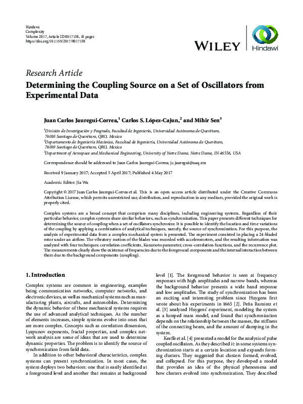 (PDF) Determining the Coupling Source on a Set of Oscillators from Experimental Data