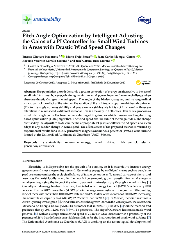 (PDF) Pitch Angle Optimization by Intelligent Adjusting the Gains of a PI Controller for Small ...