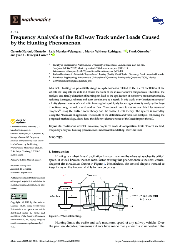 (PDF) Frequency Analysis of the Railway Track under Loads Caused by the ...