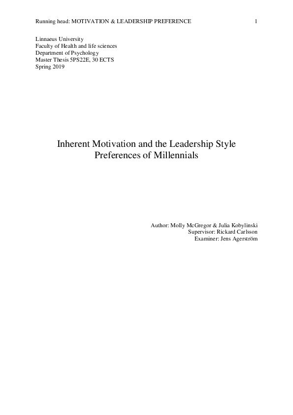 (PDF) Inherent Motivation and the Leadership Style Preferences of ...