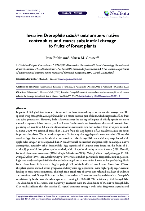 (PDF) Invasive Drosophila suzukii outnumbers native controphics and ...