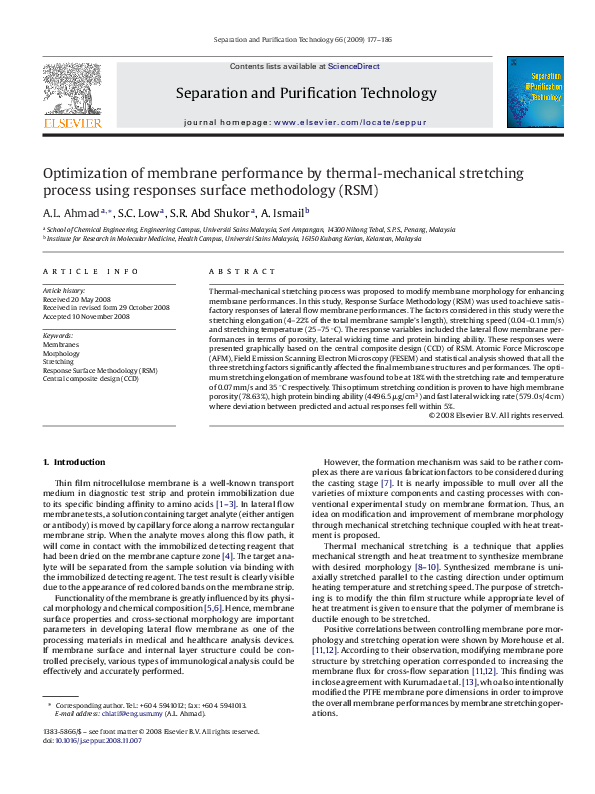(PDF) Optimization of membrane performance by thermal-mechanical ...