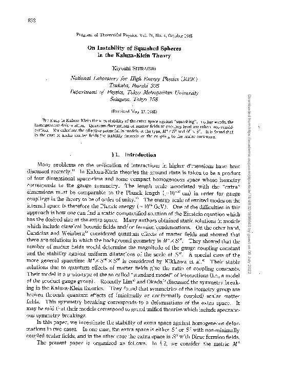 (PDF) On Instability of Squashed Spheres in the Kaluza-Klein Theory | Kiyoshi Shiraishi ...
