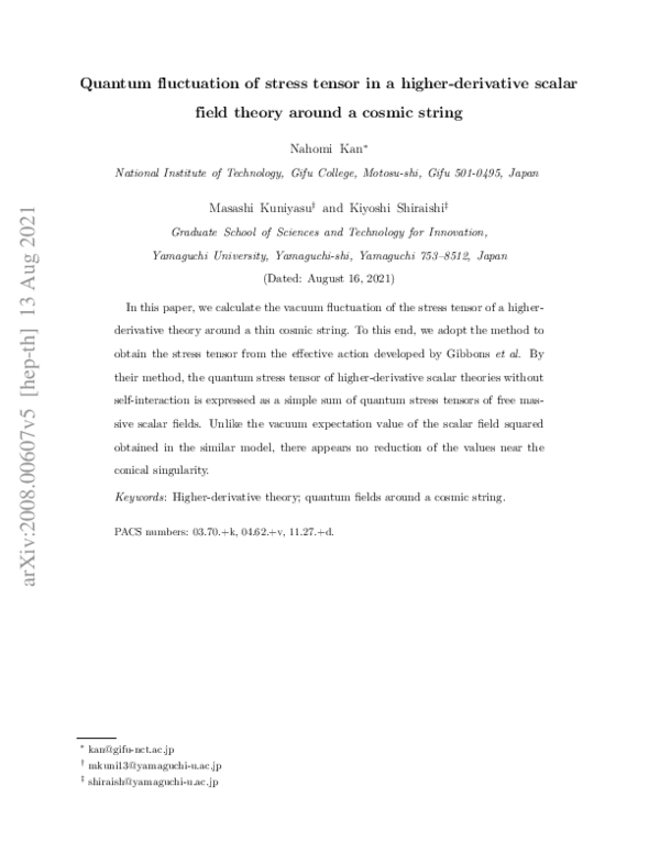 (PDF) Quantum fluctuation of stress tensor in a higher-derivative ...