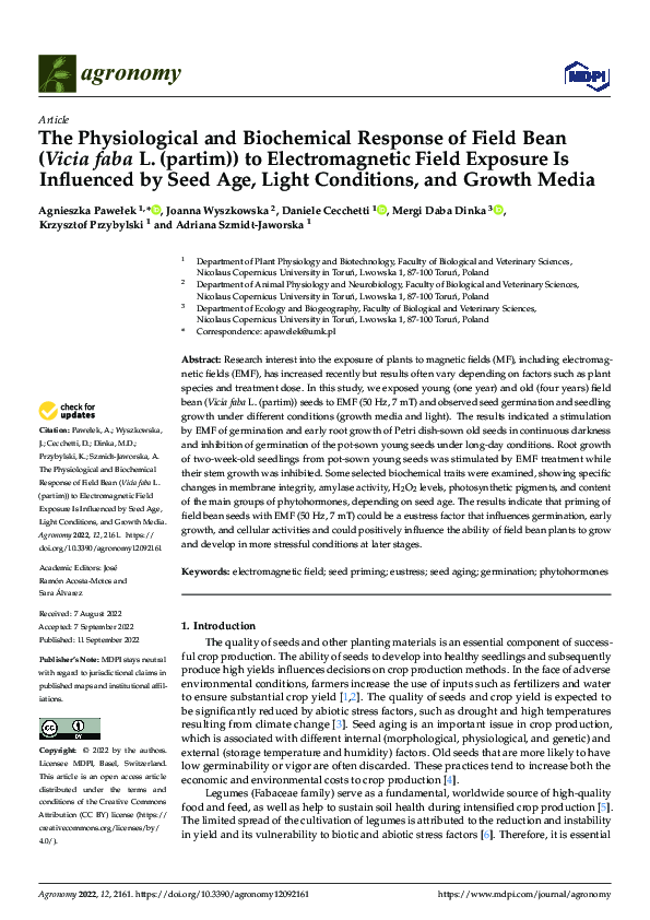 (PDF) The Physiological and Biochemical Response of Field Bean (Vicia faba L. (partim)) to ...