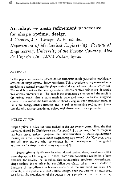 (PDF) An adaptive mesh refinement procedure for shape optimal design