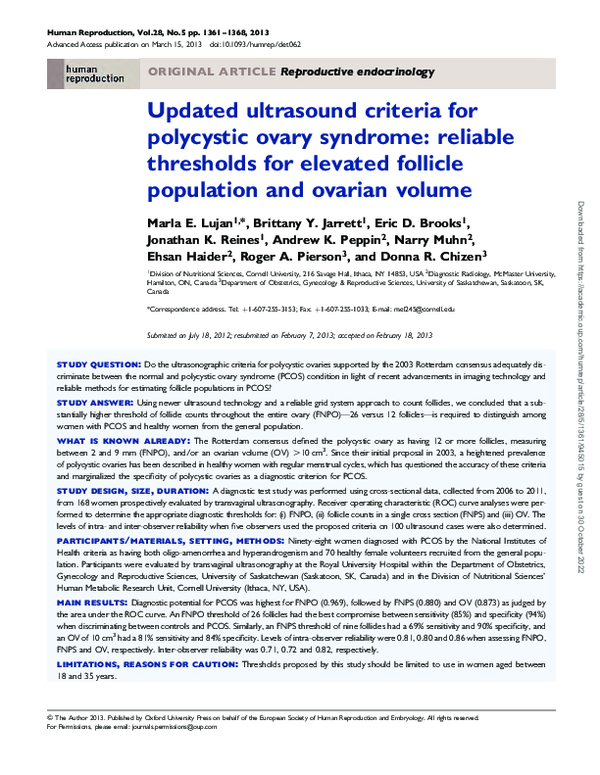 (PDF) Updated ultrasound criteria for polycystic ovary syndrome ...