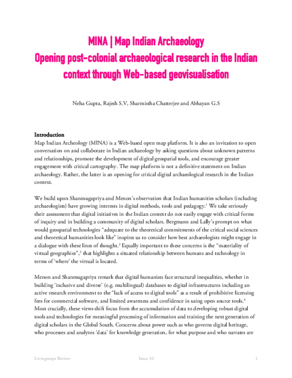 (PDF) MINA | Map Indian Archaeology Opening post-colonial ...