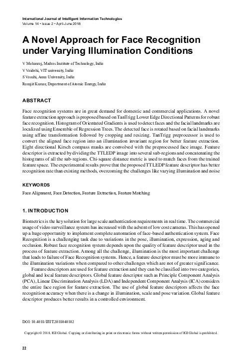 (PDF) A Novel Approach for Face Recognition under Varying Illumination ...