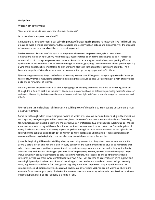 (DOC) Maria assignment on women empowerment