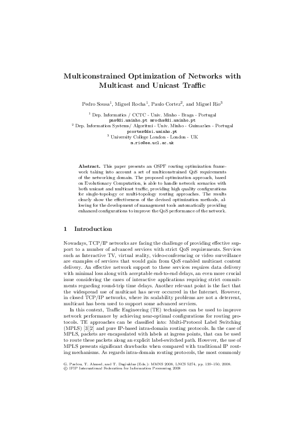 Pdf Multiconstrained Optimization Of Networks With Multicast And