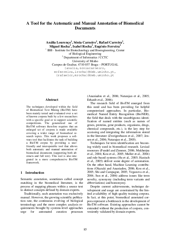 (PDF) A tool for the automatic and manual annotation of biomedical documents