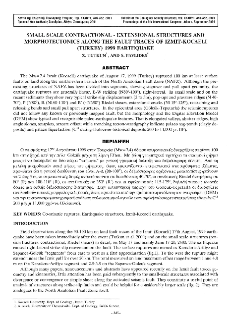 Pdf Small Scale Contractional Extensional Structures And Morphotectonics Along The Fault