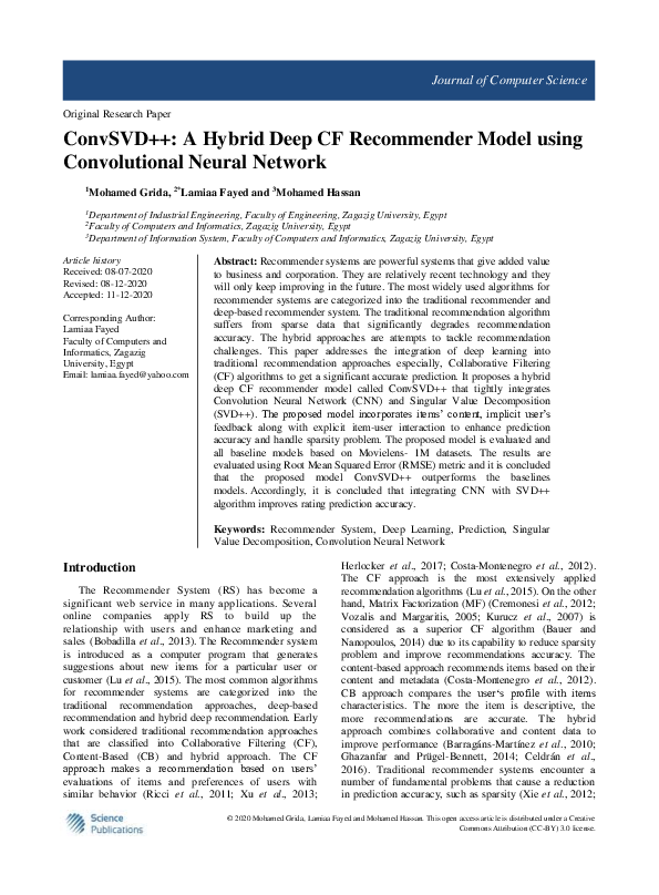 (PDF) ConvSVD++: A Hybrid Deep CF Recommender Model using Convolutional Neural Network