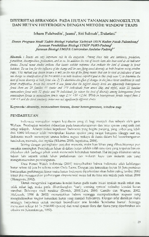 (PDF) Diversitas serangga pada hutan tanaman monokultur dan hutan heterogen dengan metode window ...