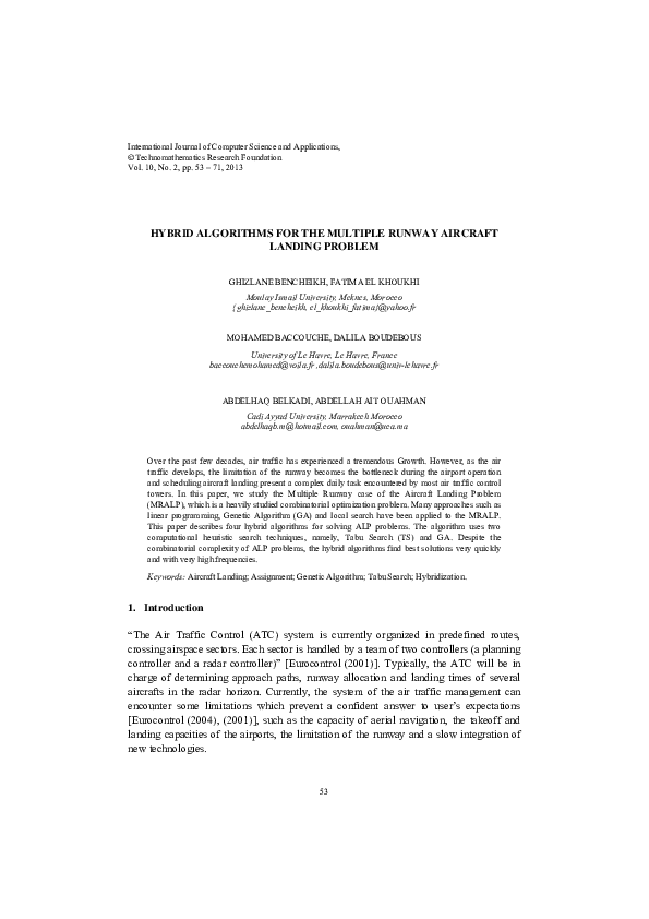 Pdf A Memetic Algorithm To Solve The Dynamic Multiple Runway Aircraft Landing Problem