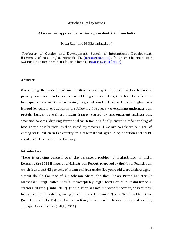 (PDF) Farmer-Led Strategies for Ending Malnutrition