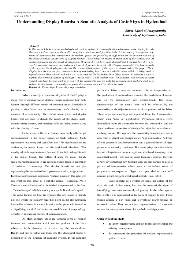 (PDF) Understanding Display Boards: A Semiotic Analysis of Caste Signs ...